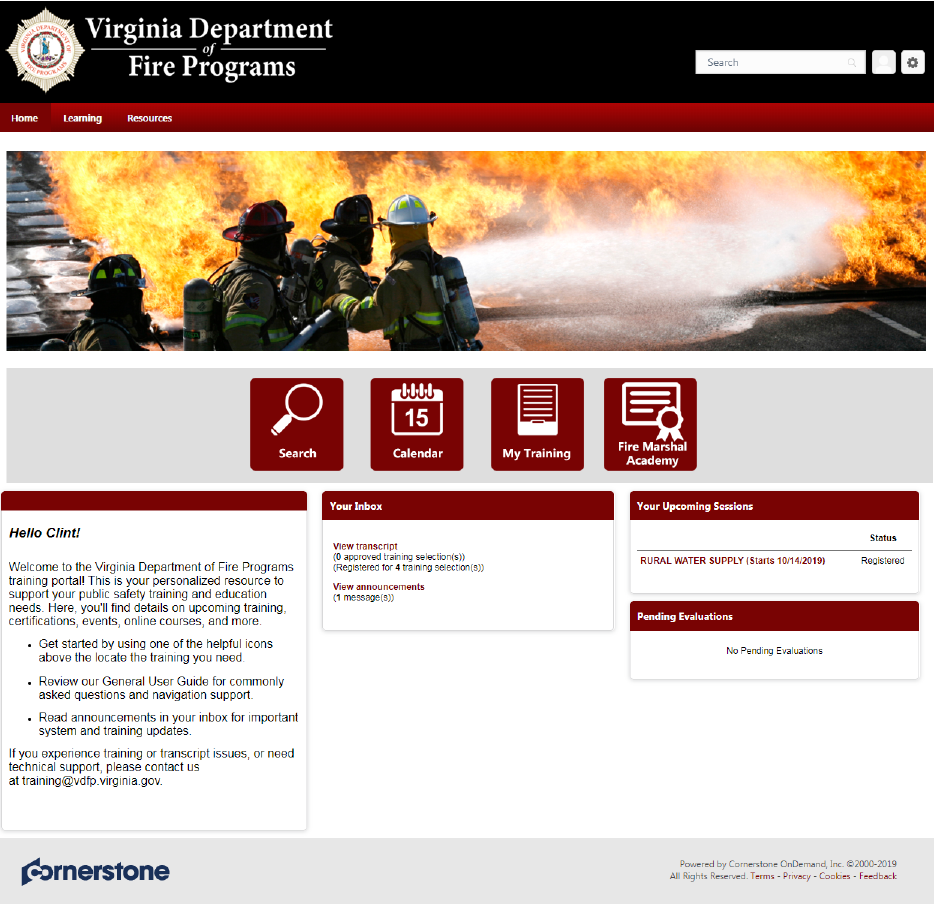 CSOD Page - Virginia Department of Fire Programs