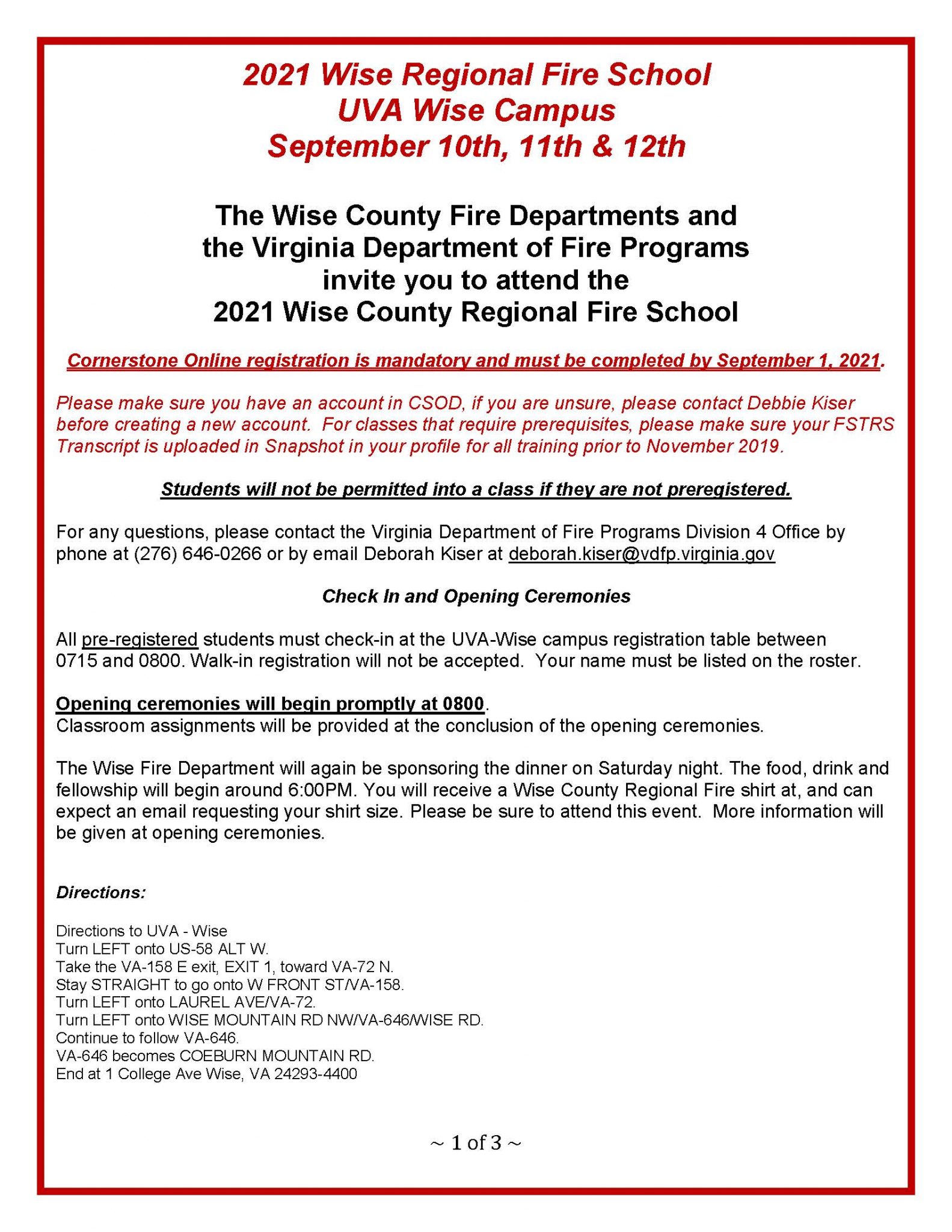 VDFP Regional Schools - Virginia Department of Fire Programs